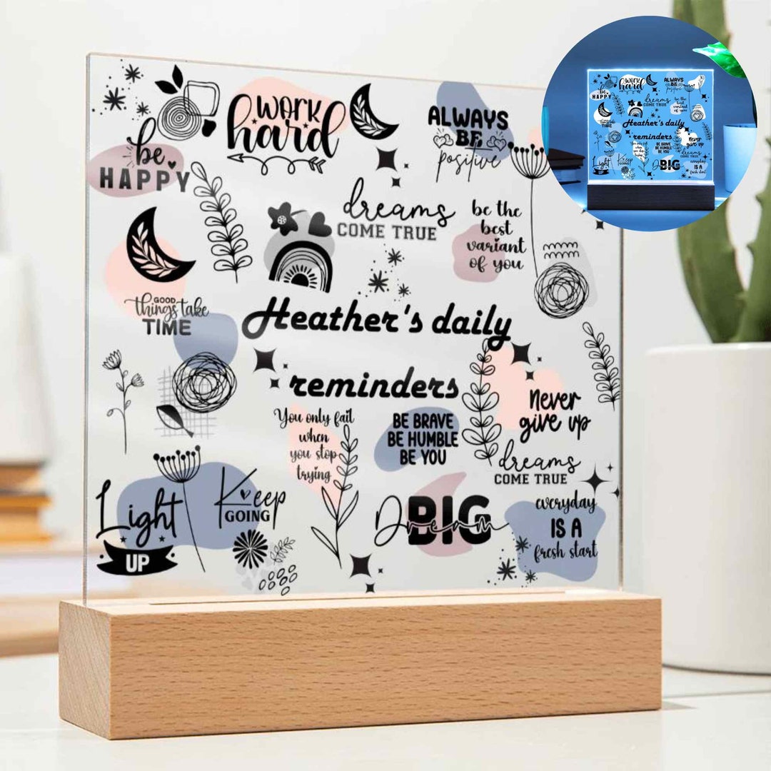 Daily Reminders LED Acrylic Plaque, Personalize Boho Daily Reminders ...