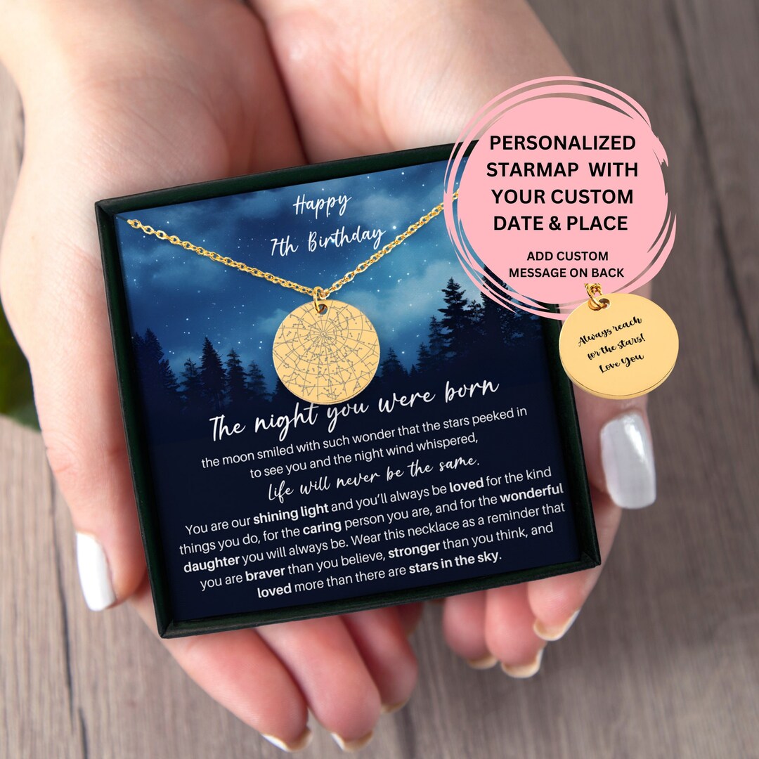 Star Map Personalized 7th Birthday Gift for Daughter, Custom 7th ...