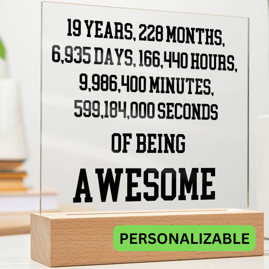 19th Birthday Gift Custom Acrylic Plaque, 19th Birthday Gift for Her ...