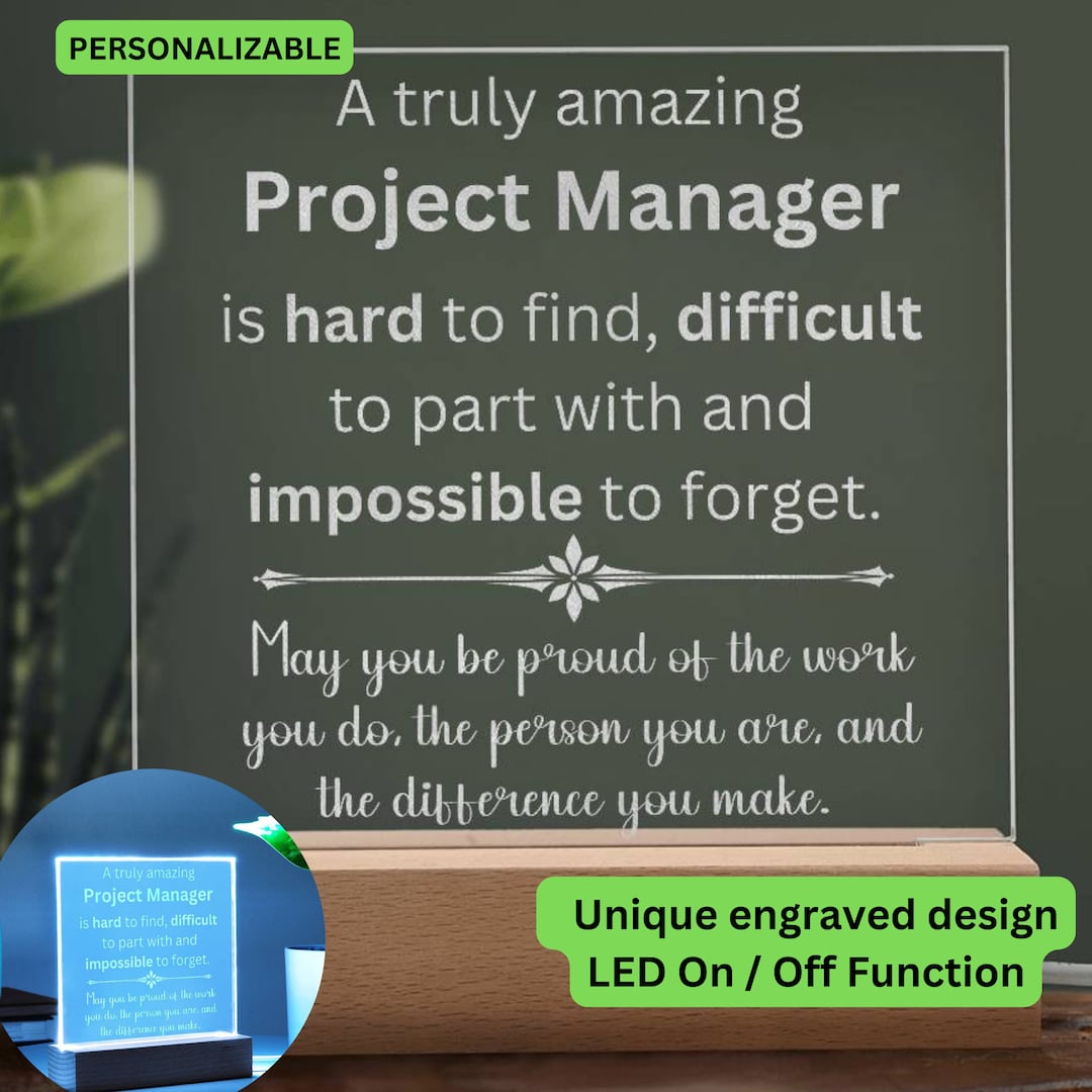 Project Manager Gift, Custom Project Manager Engraved Acrylic Plaque ...