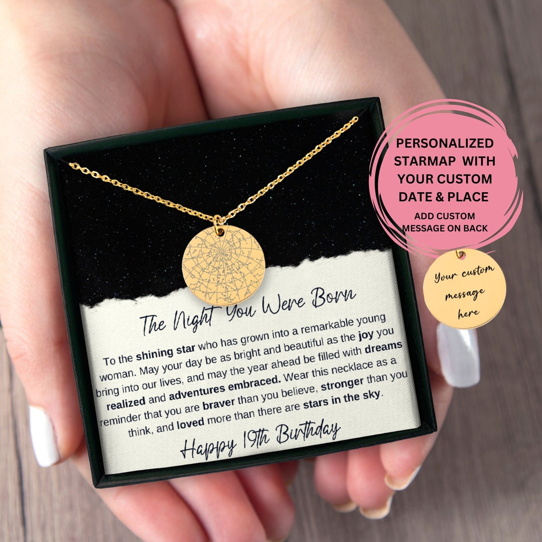 19th Birthday Gift Custom Star Map by Date, Star Constellation Birthday ...