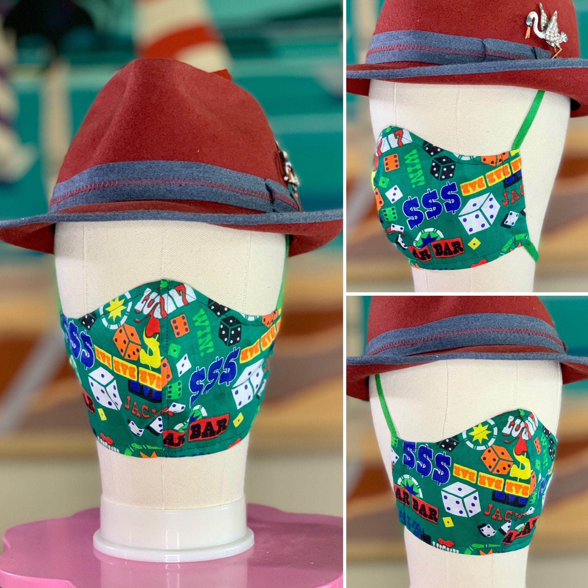 VEGAS Gambling Casino Double Layer Face Mask Nose Wire | Etsy