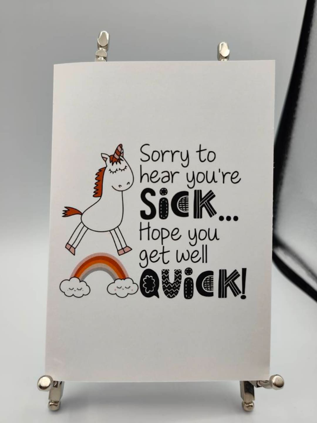 Unicorn Get Well Quick A6/A5 Greetings Card High Quality Print on ...