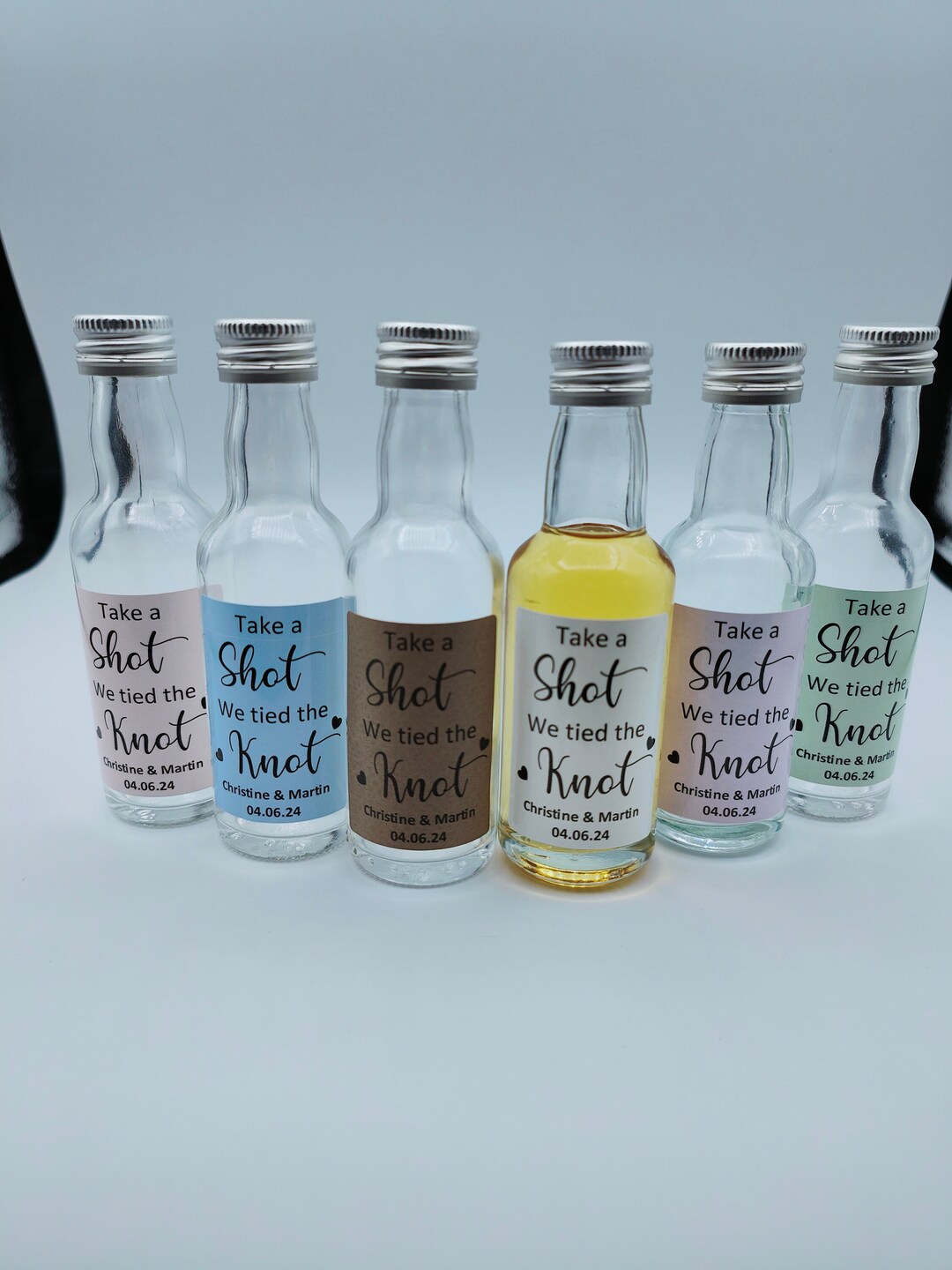 50ml Miniature Glass Bottles, Take A Shot We Tied the Knot, Wedding ...