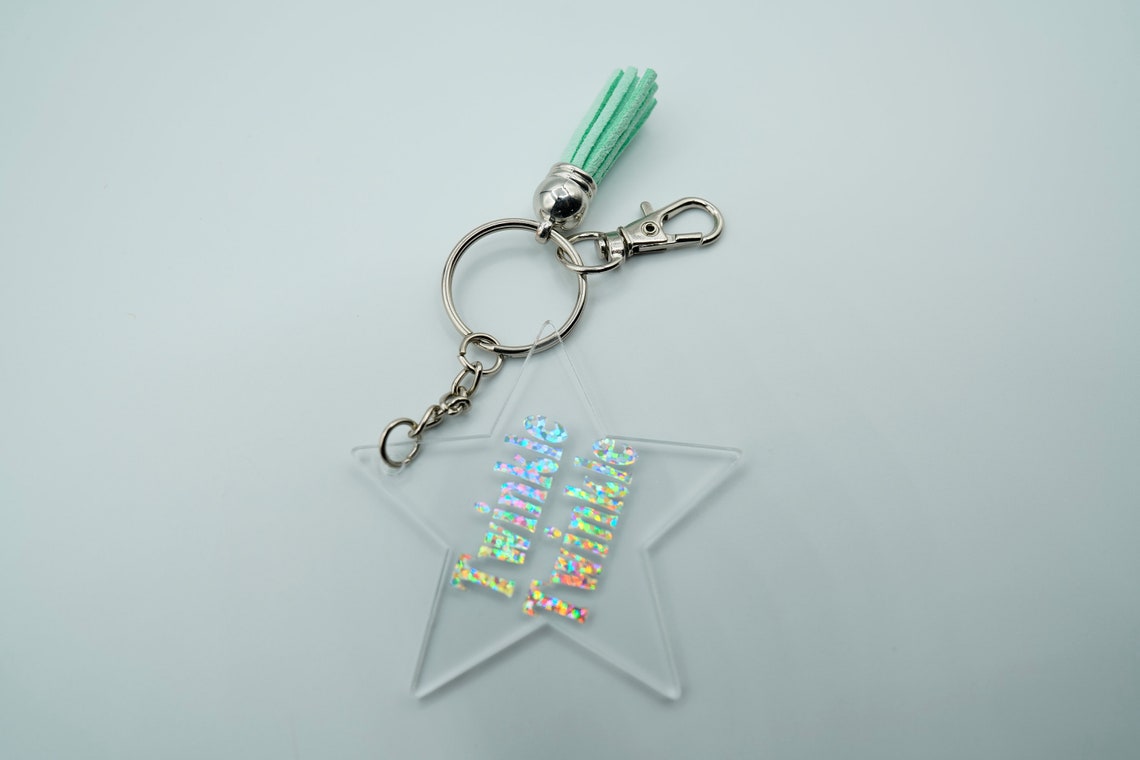Clear Acrylic Star Shaped Keychain Keyring in Holographic - Etsy Norway