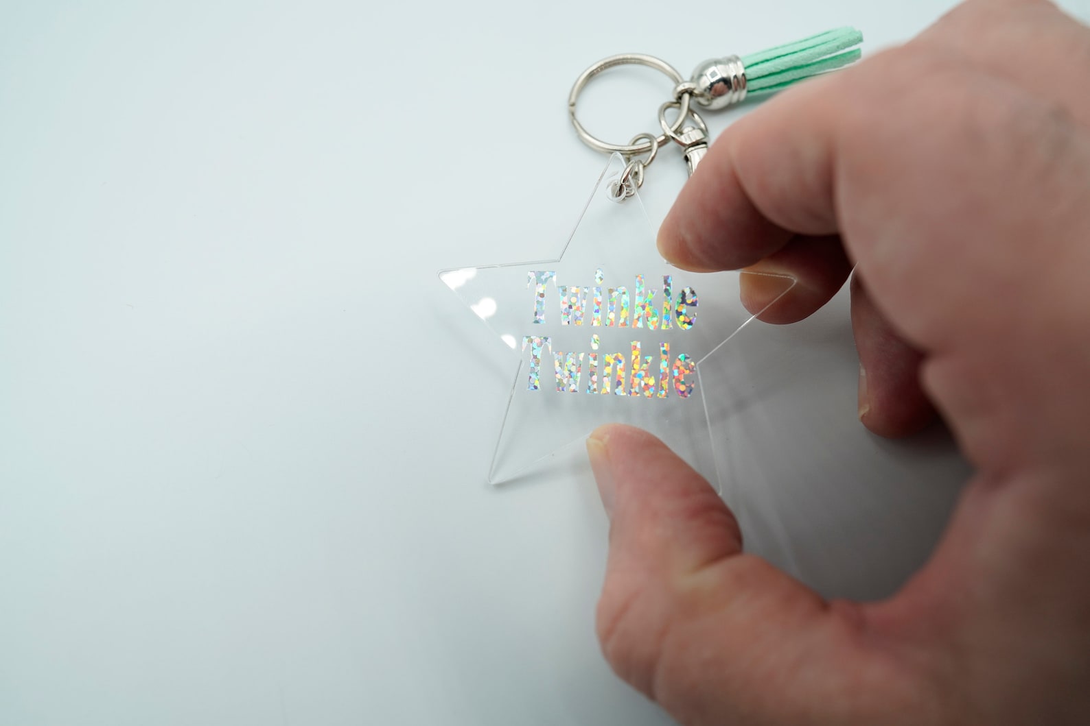 Clear Acrylic Star Shaped Keychain Keyring in Holographic - Etsy Norway