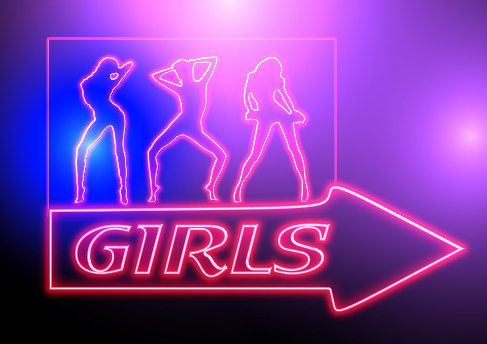 Neon Girls Erotic Sexy Art Print 8x6 In White Mat High Quality Etsy