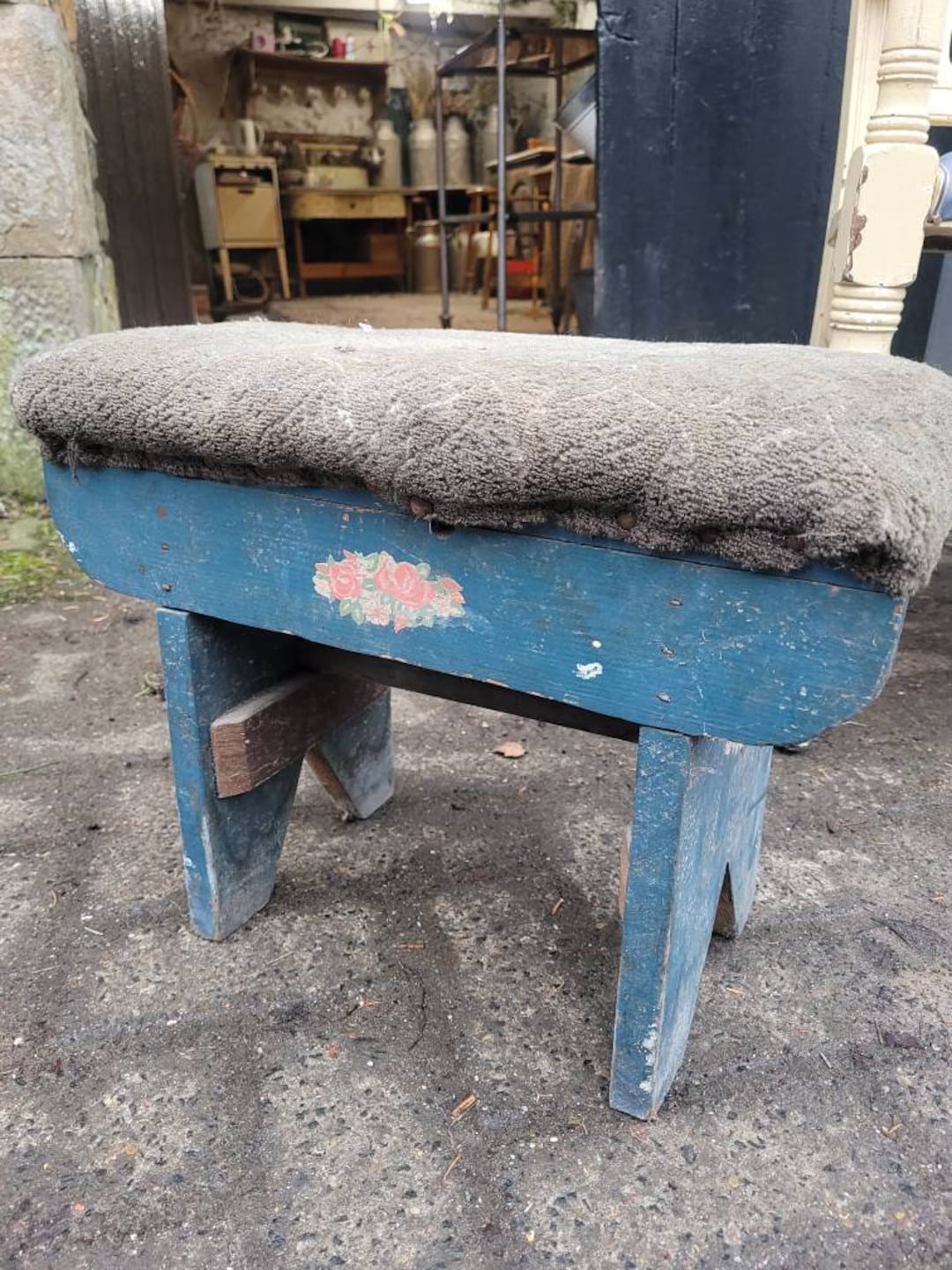 Vintage Blue Stool, Shabby Chic Stool, Cracket - Etsy