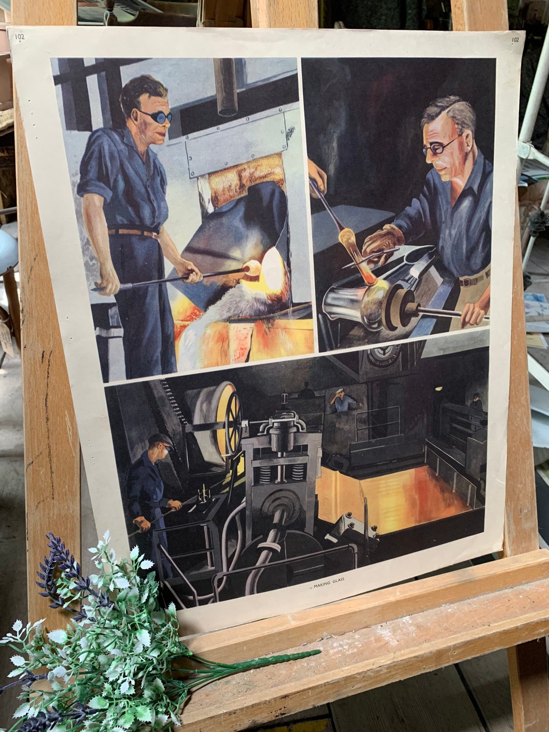 Vintage School Poster, Retro School Poster, Making Glass Poster ...