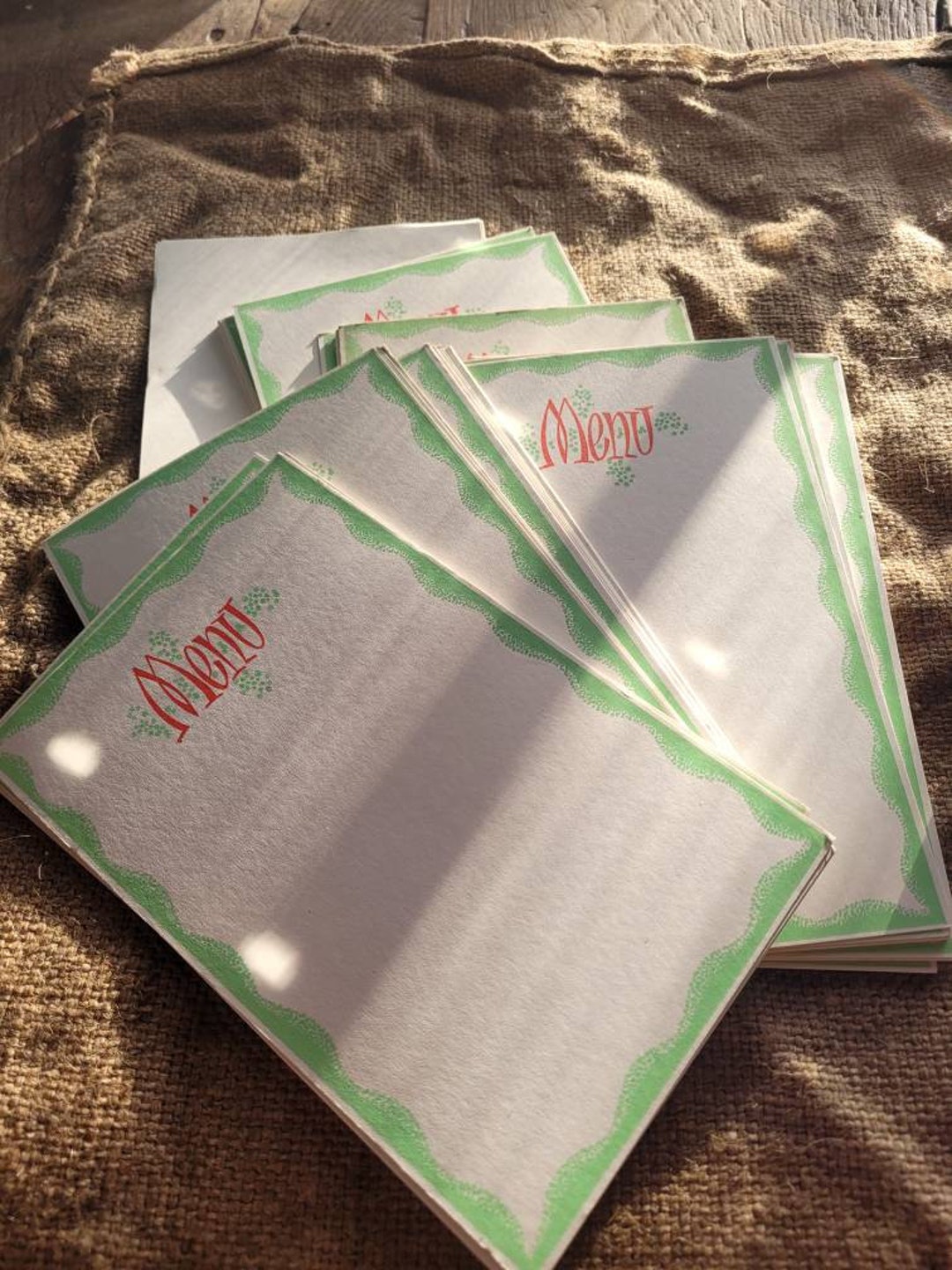Vintage Menu Cards, Retro Menu, Green Menu Cards, Blank Menu Cards - Etsy