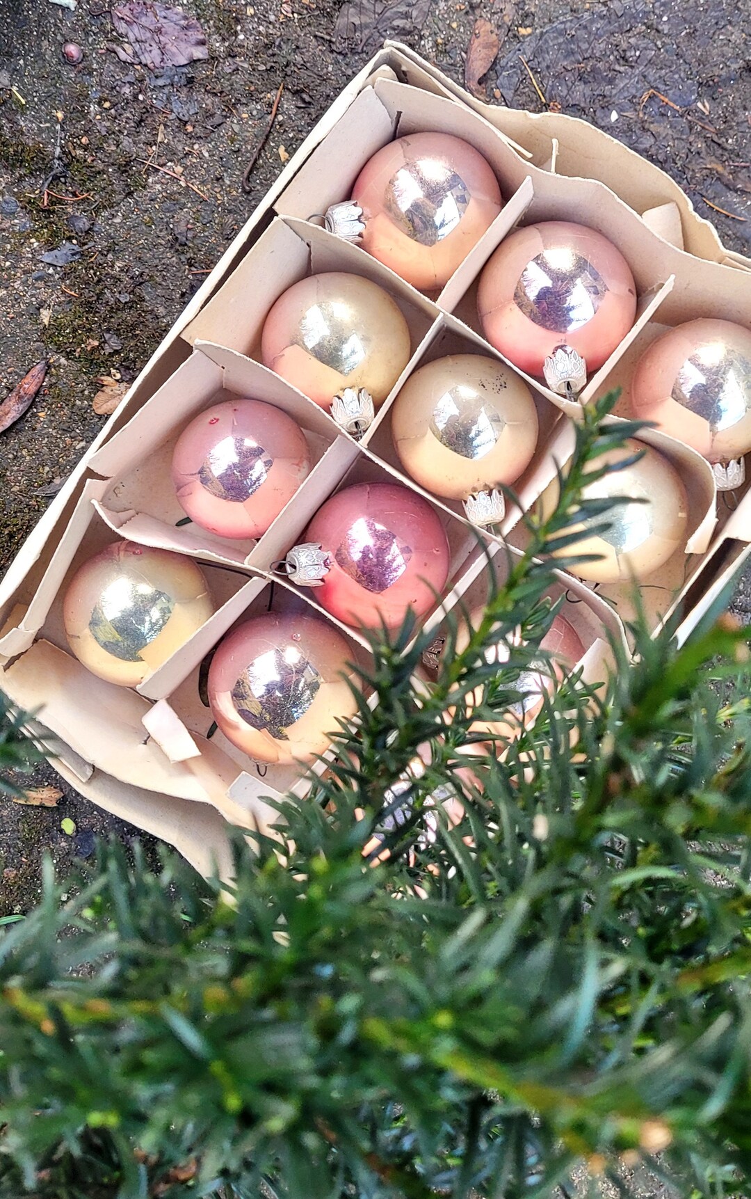 Vintage Glass Baubles, Christmas Decorations Pink Baubles - Etsy