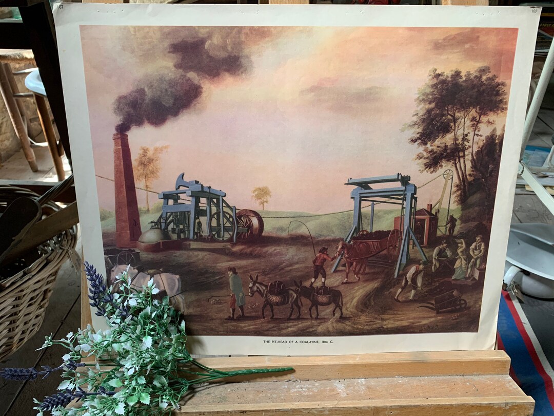 Vintage School Poster, Retro School Poster, Coal Mine Print, Vintage ...