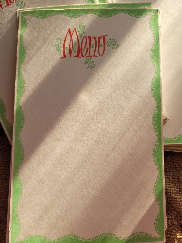 Vintage Menu Cards, Retro Menu, Green Menu Cards, Blank Menu Cards - Etsy