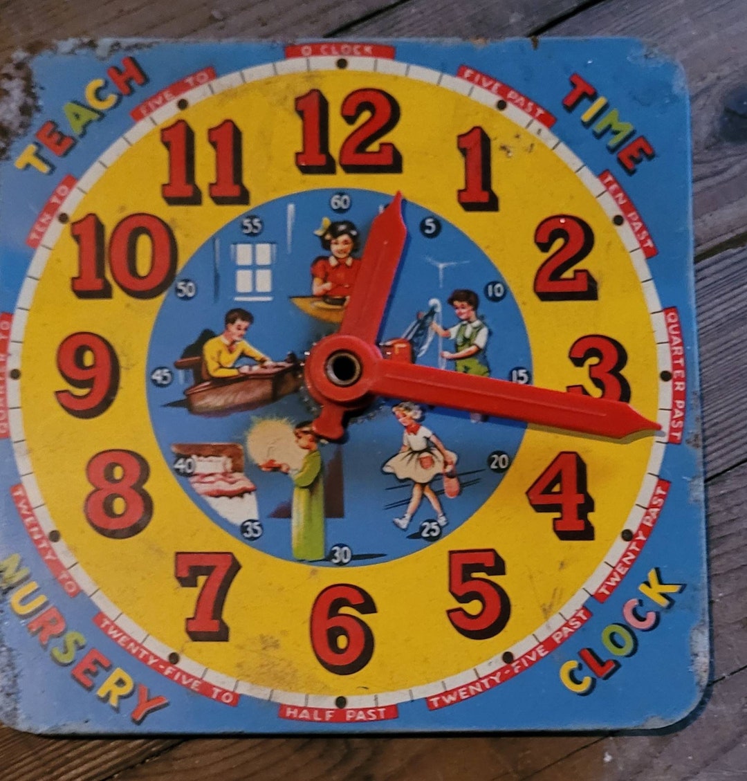 Vintage Tin Clock, Childs Tin Clock Toy - Etsy