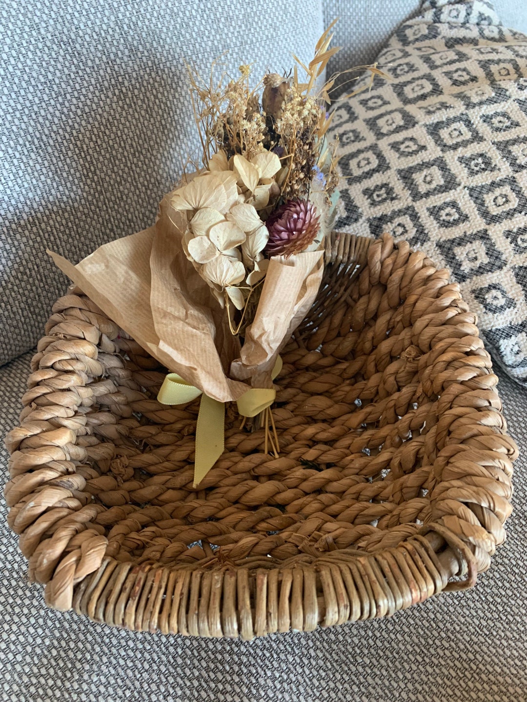 Vintage Basket, Vintage Basket, Small Square Basket, Vintage Storage ...