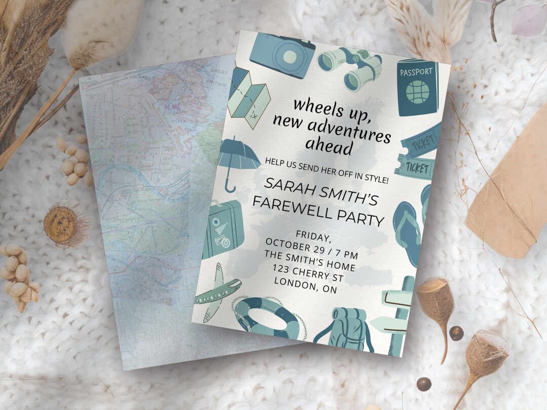 Farewell Party Going Away Invitation Template : Editable Bon Voyage ...