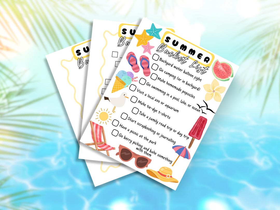 Summer Bucket List Printable: June July August Family Activity ...