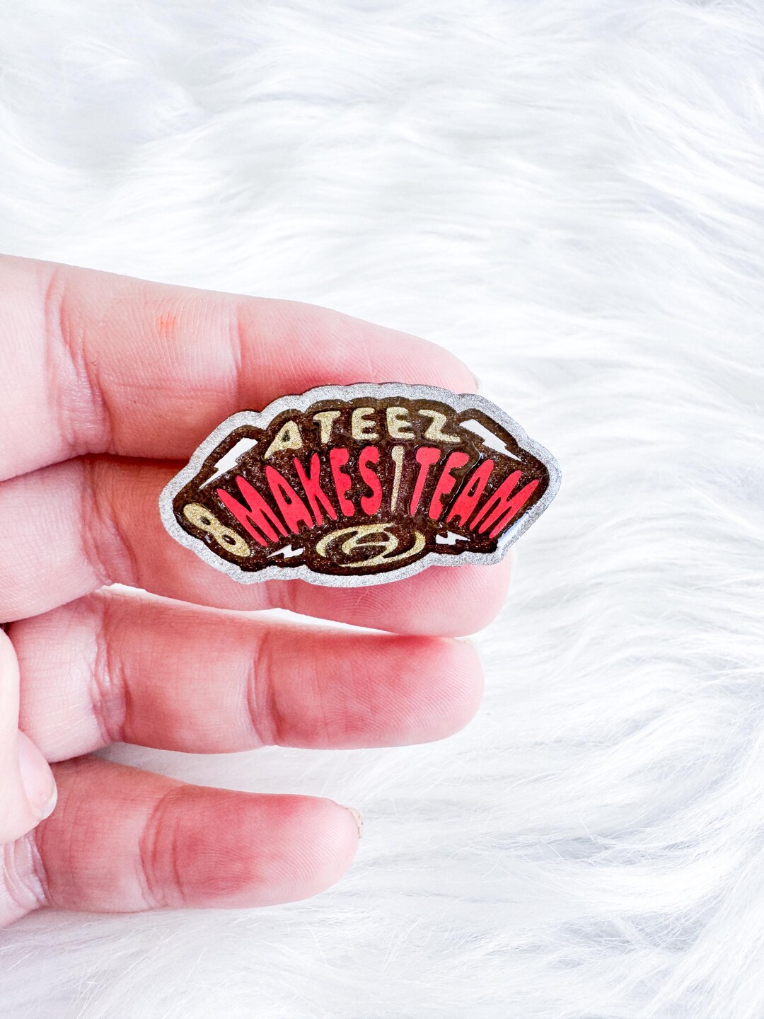 8 Makes 1 Team ATEEZ Wooden Pushback Pin - Etsy