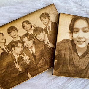 BTS Laser Engraved Photo, BTS Photo Engraving, BTS Room Decor, Bts Desk ...