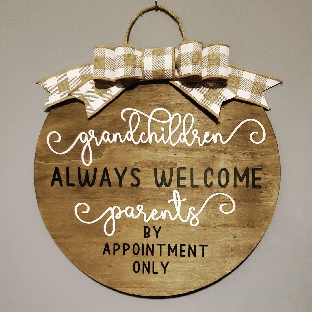 Grandchildren Welcome Wood Round Sign Door Hanger Entryway - Etsy