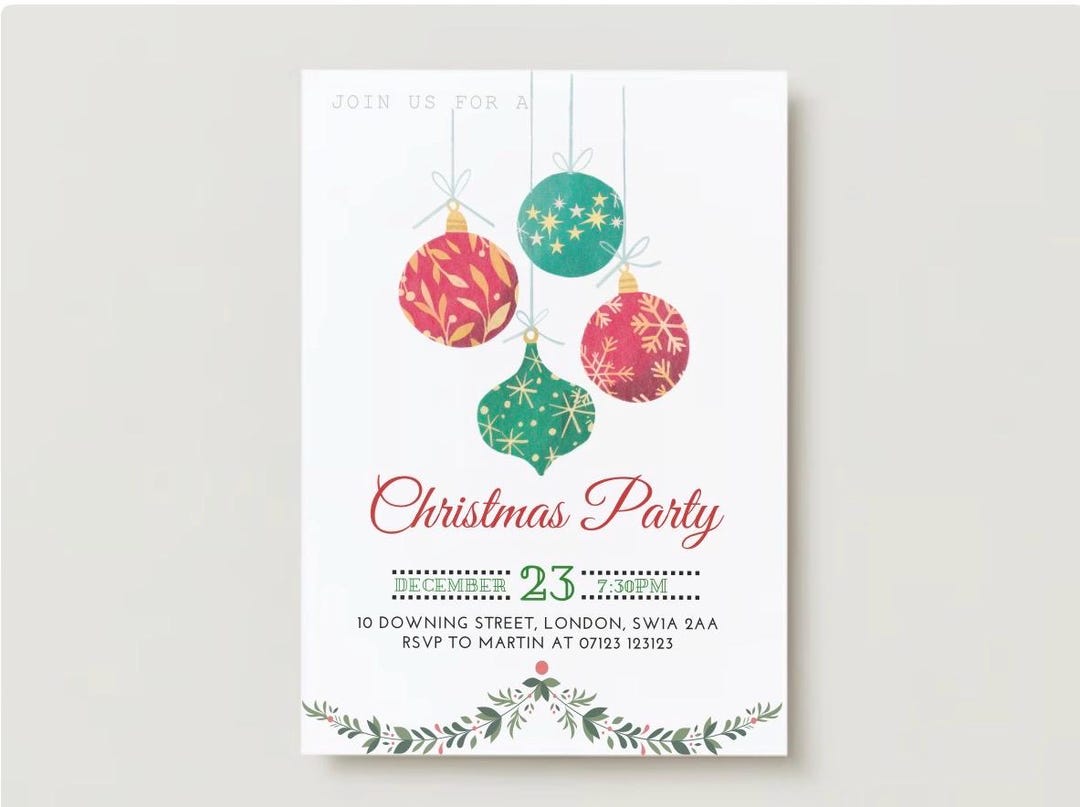 EDITABLE Christmas Party Invitation Red Green Christmas Festive ...