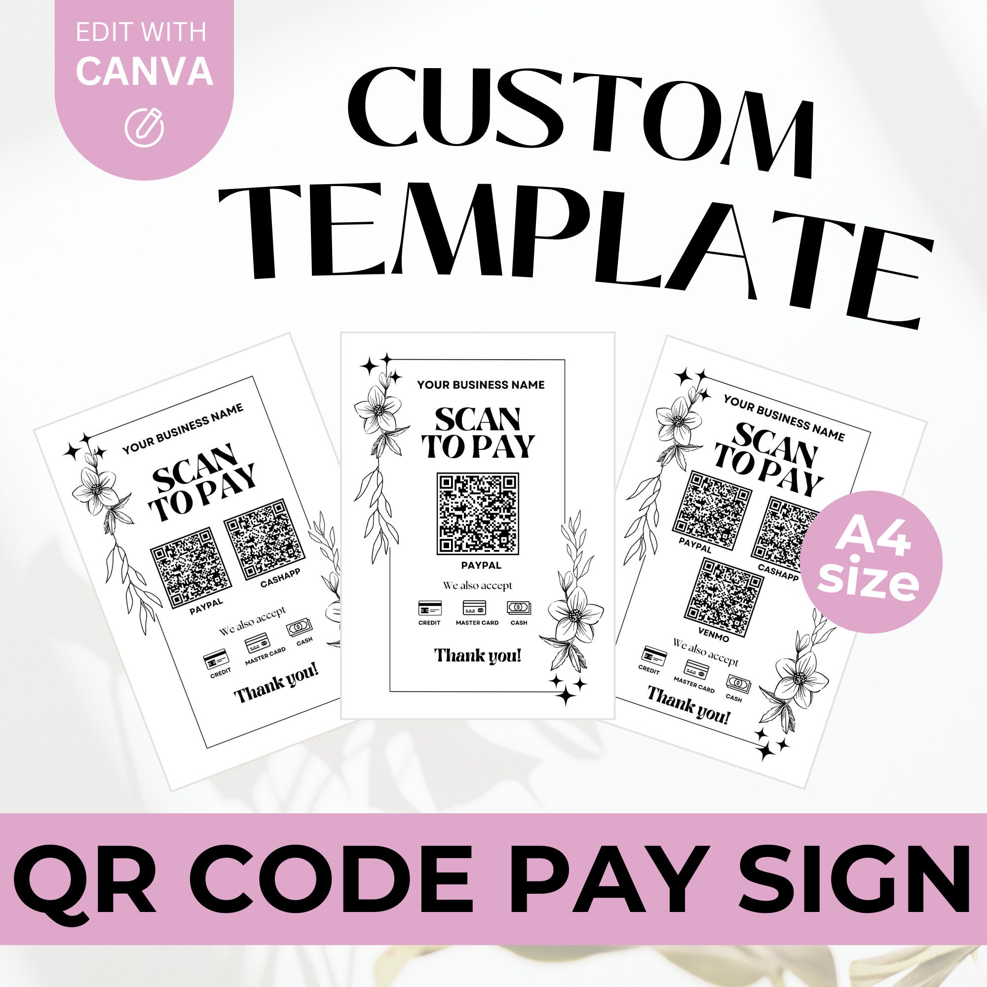 Aesthetic Payment QR Code Template Customize & Print Printable Payment ...