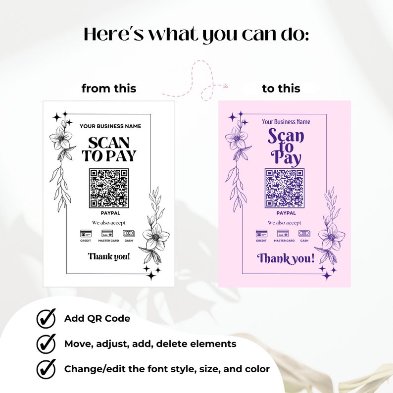 Aesthetic Payment QR Code Template | Customize & Print | Printable ...