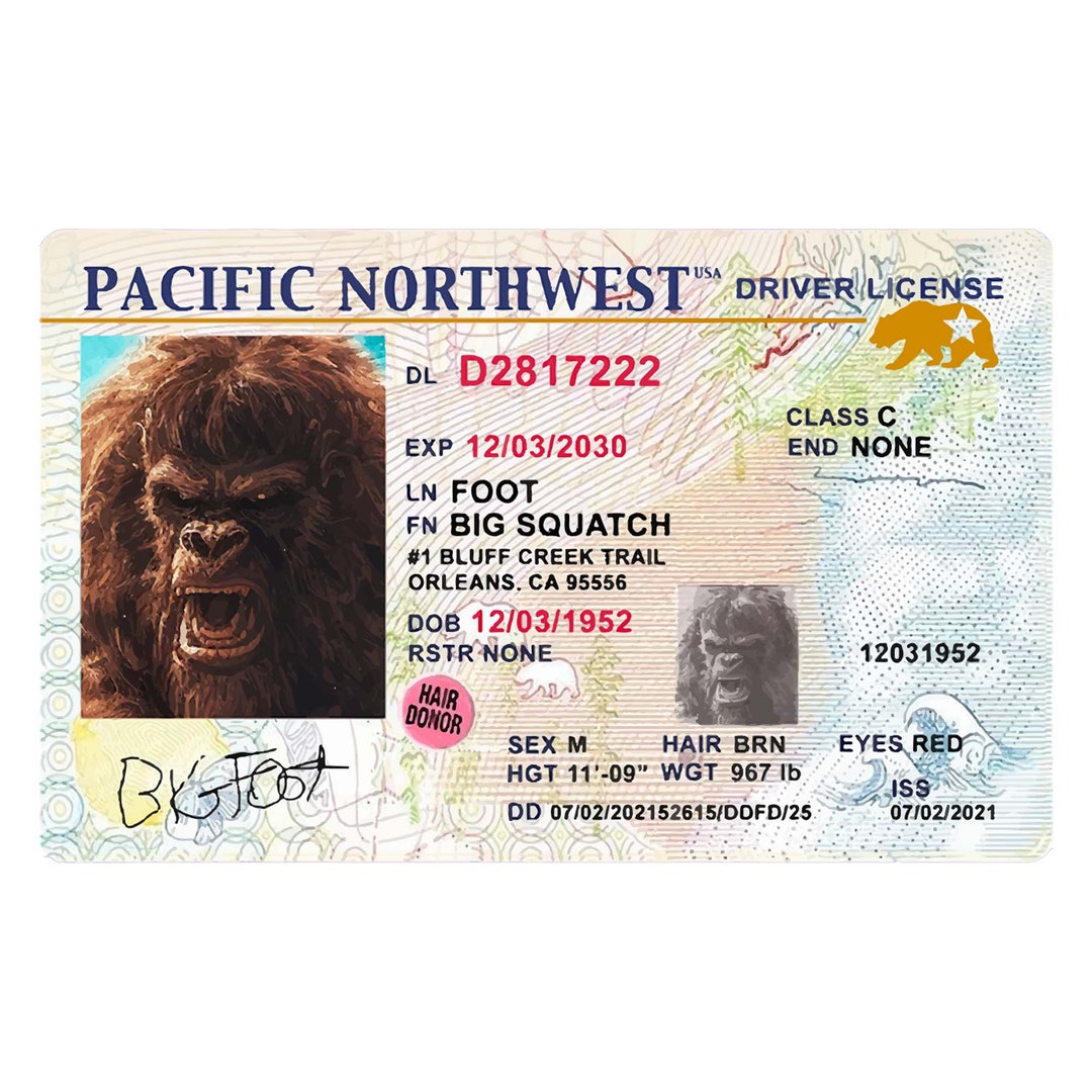 Bigfoot Drivers License - Vinyl Sticker - Etsy