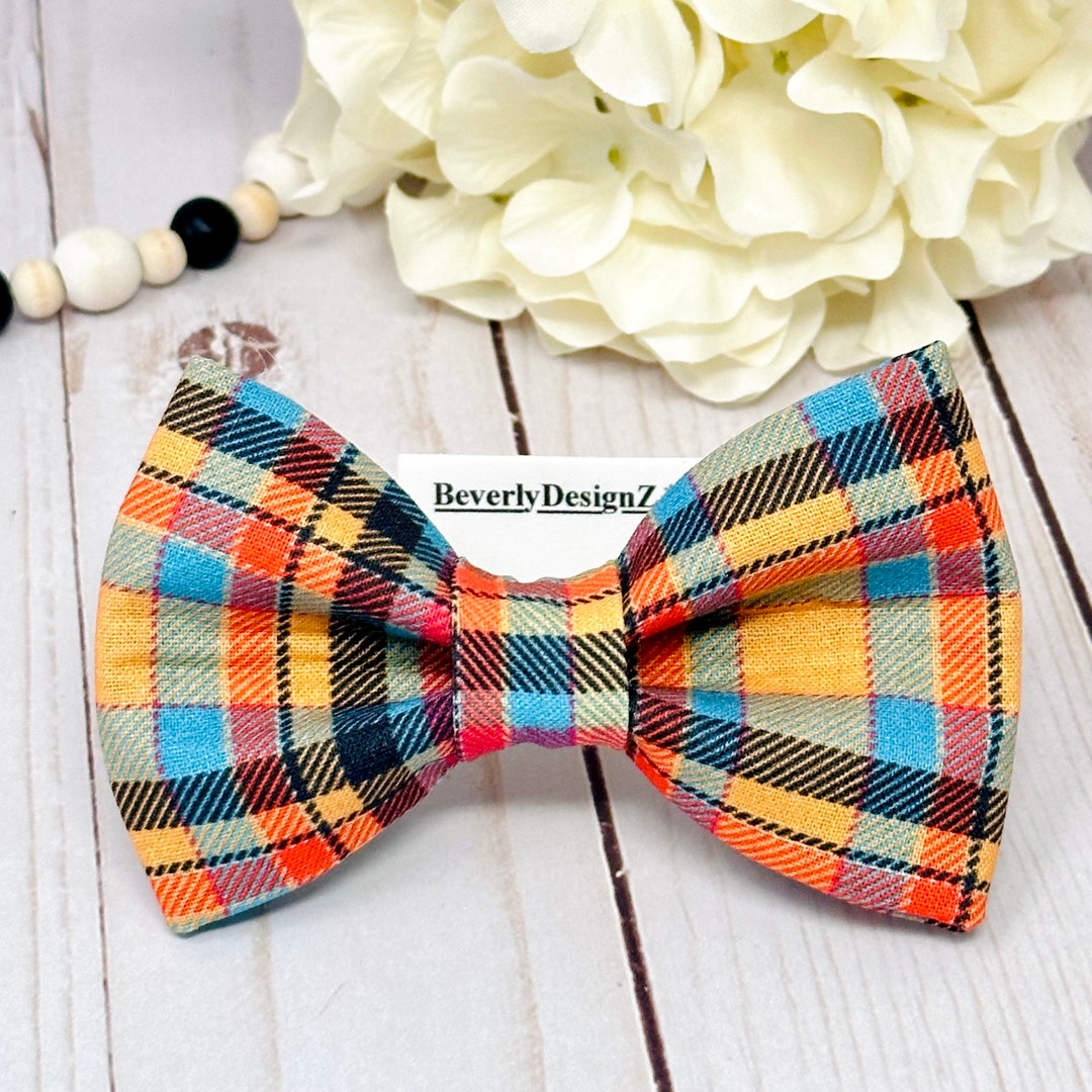 Fall Plaid Bow Tie for Dogs, Dog Bow Tie, Dog Puppy Gift, Dog Collar Bow, Plaid Boy Dog Bowty,x ...