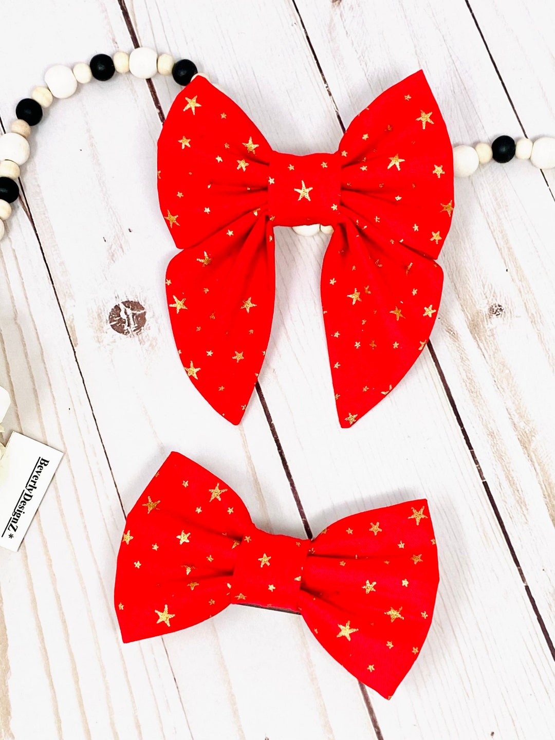 Christmas Star Dog Bowties, Red Dog Tie Bow, Christmas Puppy Bows & Dog ...