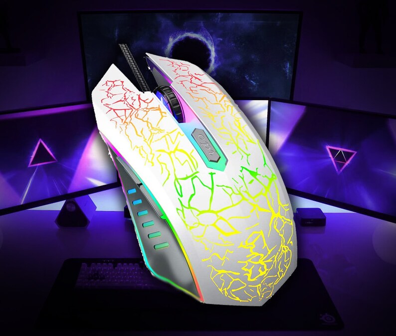 LED Rainbow White Custom Gaming Mouse TheGameGalaxy | Etsy