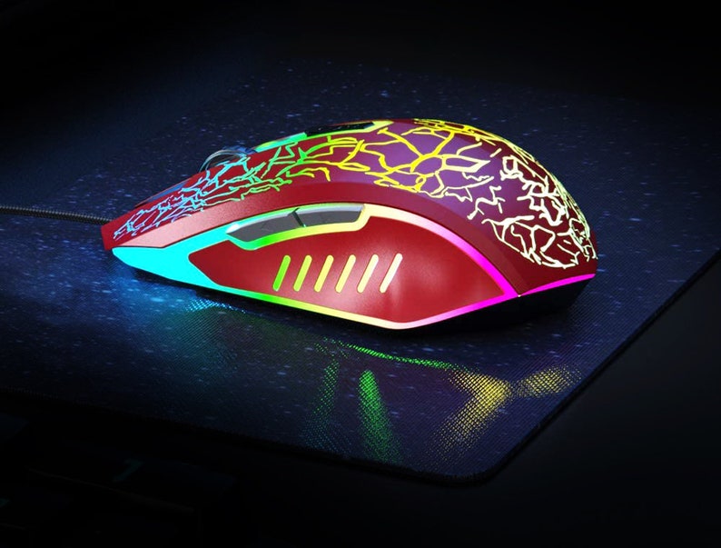 LED Rainbow Red Custom Gaming Mouse TheGameGalaxy | Etsy