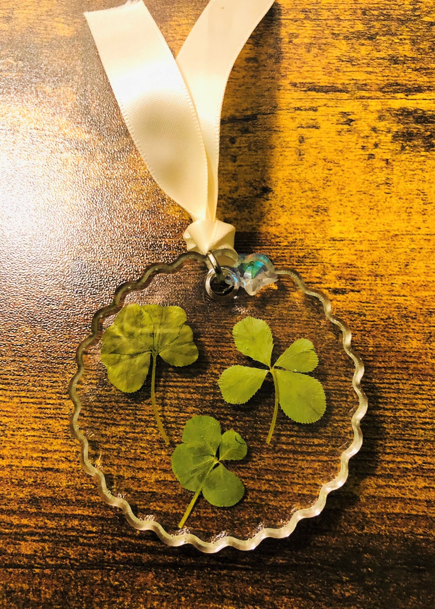 Ornament Three Real 4 Leaf Clover Encased in Resin, Real Clovers, Gift ...