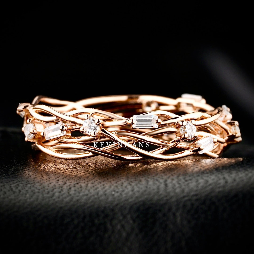 14K Solid Yellow Gold Wire Ring, Intertwined Wire Ing, Multi Layer Ring ...