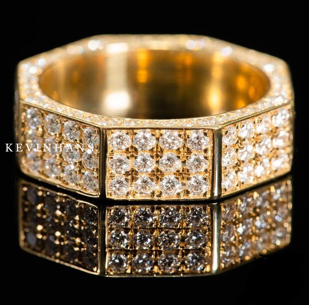 Octagon Wedding Band Ring , 14K Gold Engagement Ring, Round Cut ...