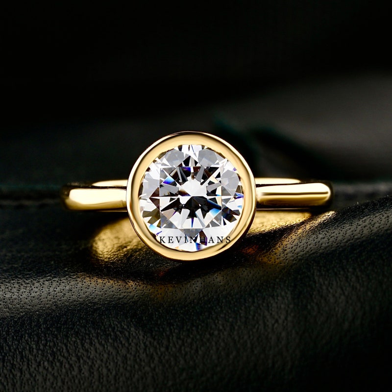 Bezel Set Engagement Ring - Etsy