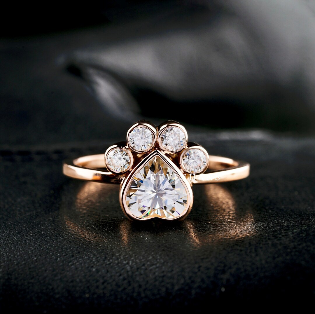 Herz Form Moissanite Diamant Ring, 14K / 18K Rose Gold Jahrestag Ring ...