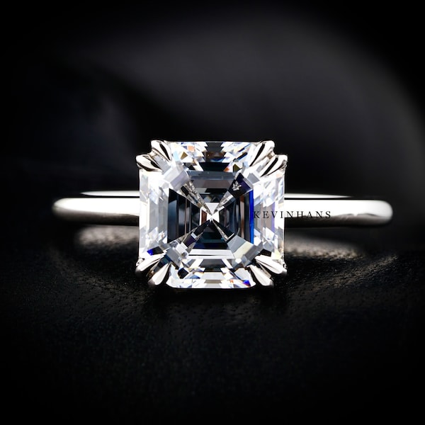 Asscher Cut Moissanite Rings Etsy