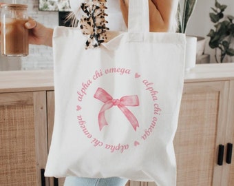 ALPHA CHI OMEGA Floral Tote Bag | Axo Tote in Yellow, Sorority Merch ...