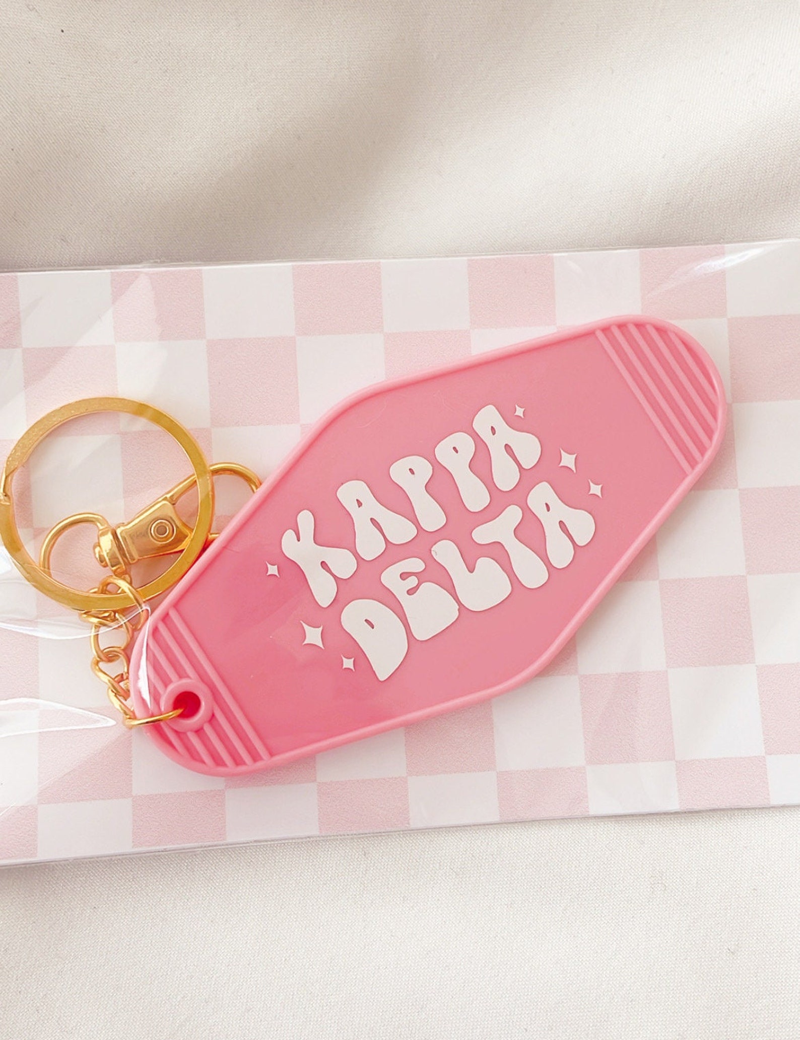 KAPPA DELTA Retro Motel Keychain With Gold Vinyl Foil Bid Day 2024, Big ...