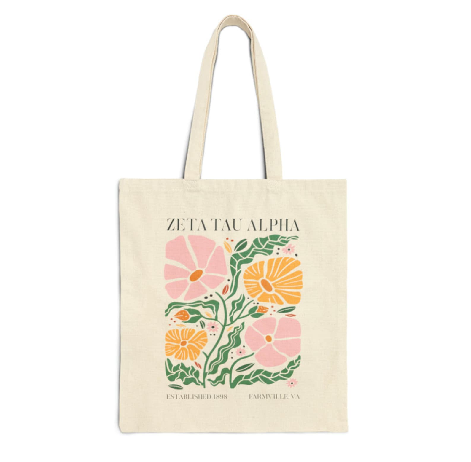ZETA TAU ALPHA Tote Bag With Boho Floral Pattern Zta Tote, Sorority ...