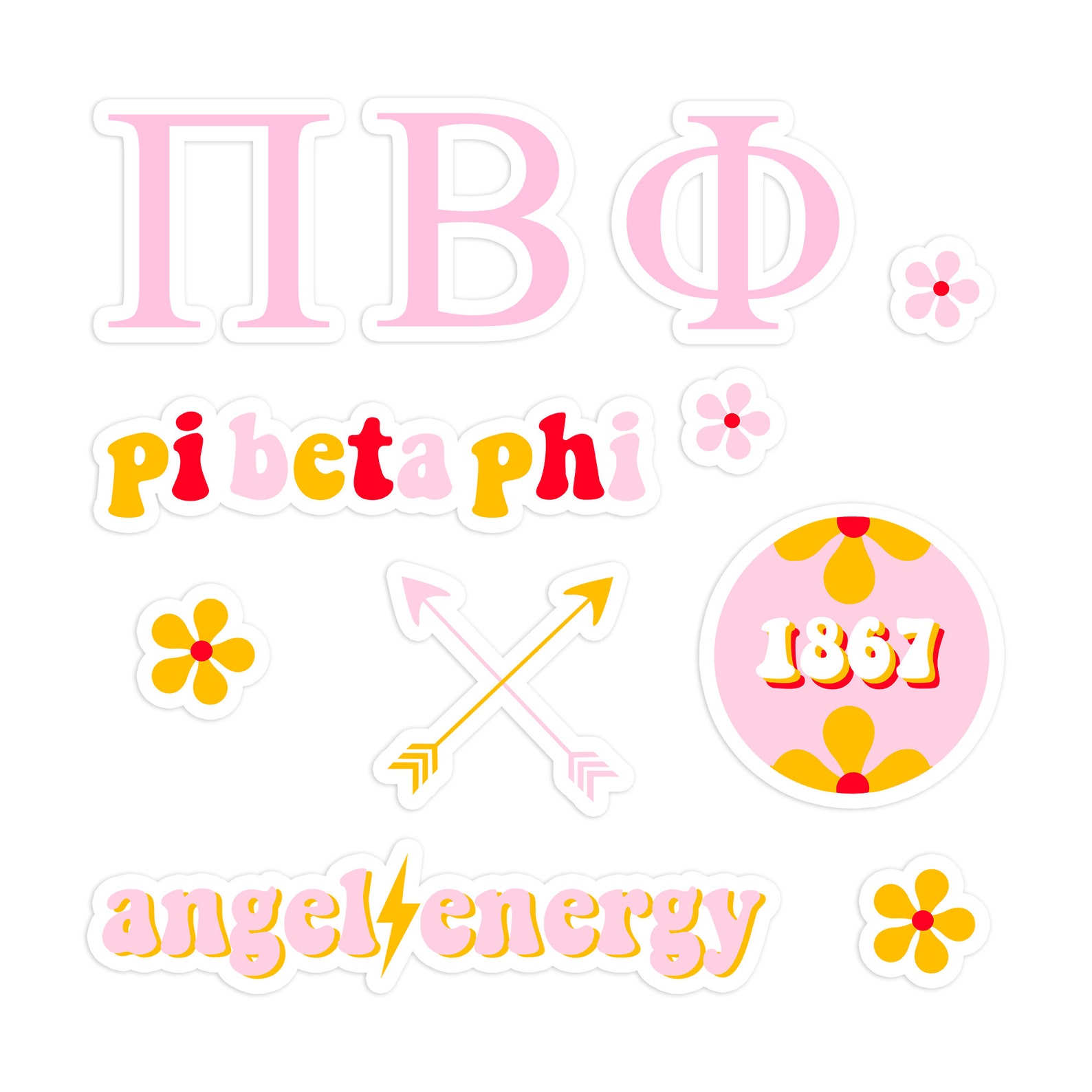 PI BETA PHI Retro Sticker Pack Bid Day Merch Rush 2023 Big - Etsy