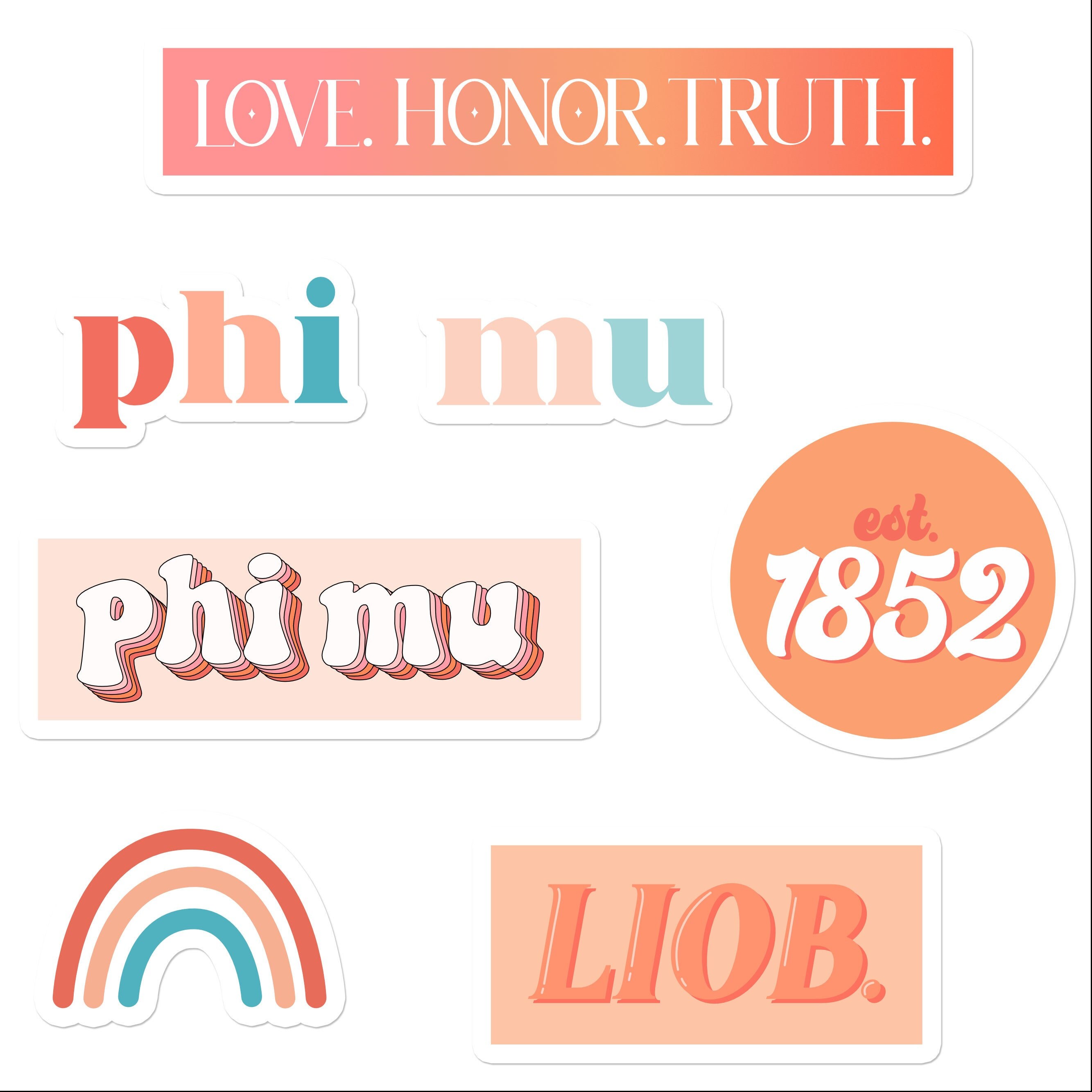 PHI MU Sorority Sticker Pack Retro for Laptop Bid Day 2022 | Etsy