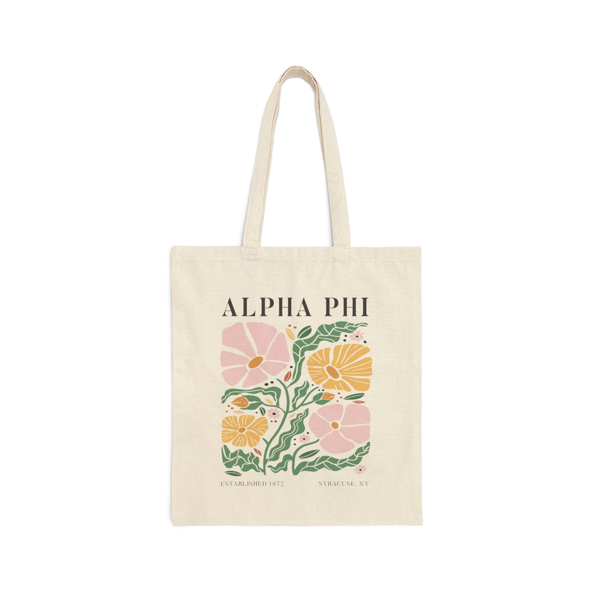 ALPHA PHI Tote Bag With Pink Boho Floral Pattern APHI Tote - Etsy