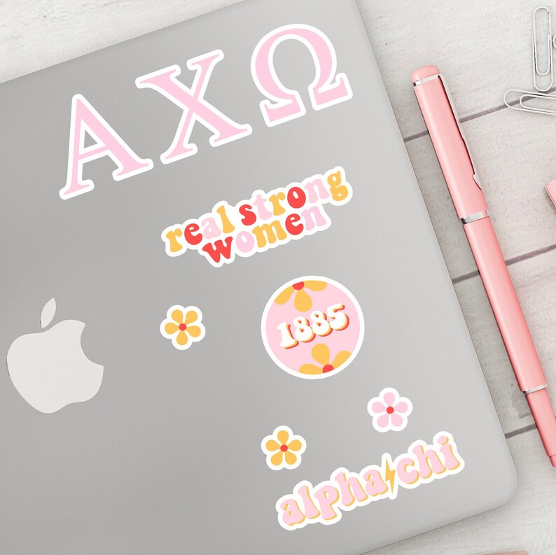 ALPHA CHI OMEGA Retro Sticker Pack in Pink for Laptops - Etsy