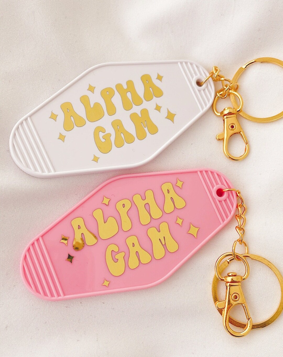 ALPHA GAMMA DELTA Retro Motel Keychain With Gold Vinyl Foil Bid Day ...