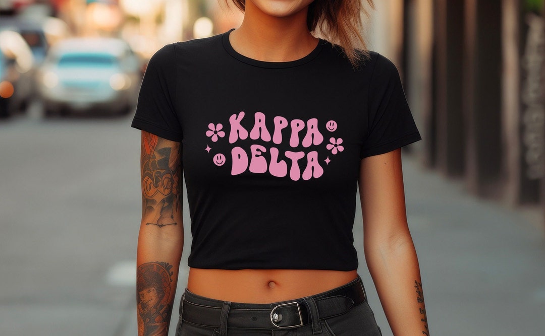 KAPPA DELTA Black Crop Tee With Retro Design Sorority Shirt 2024 Merch ...