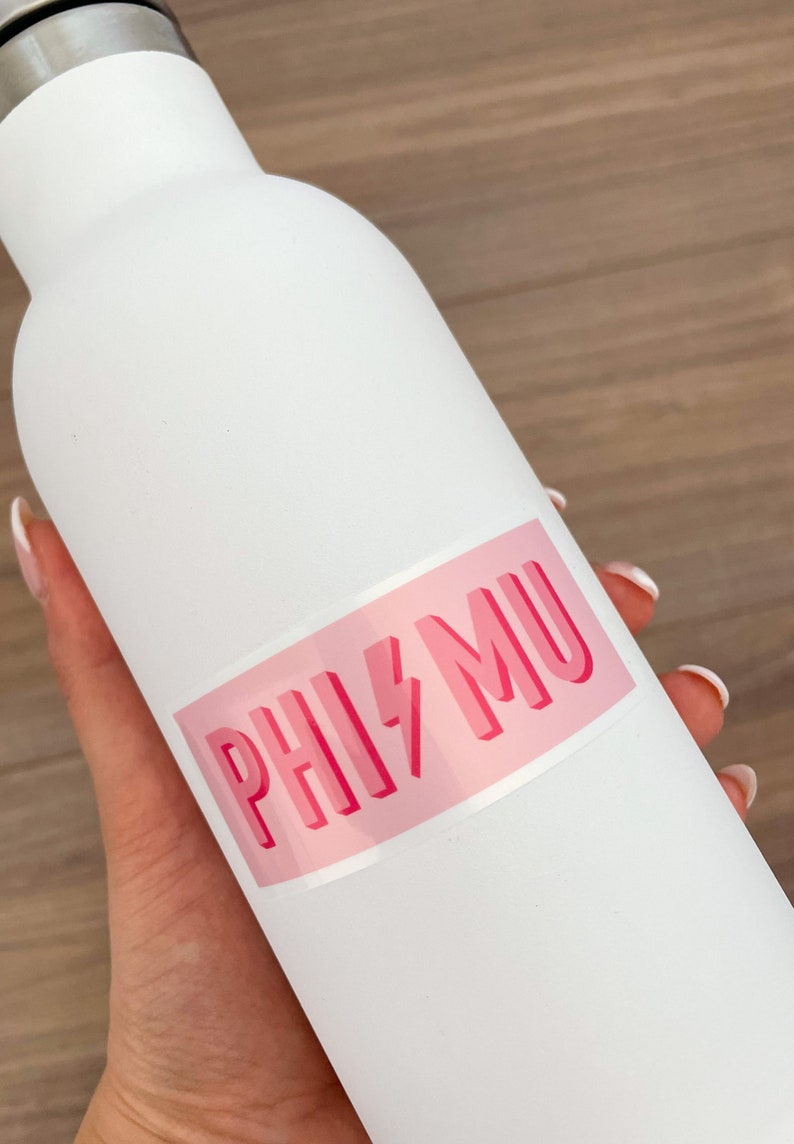PHI MU Pink Lightning Sticker - Etsy