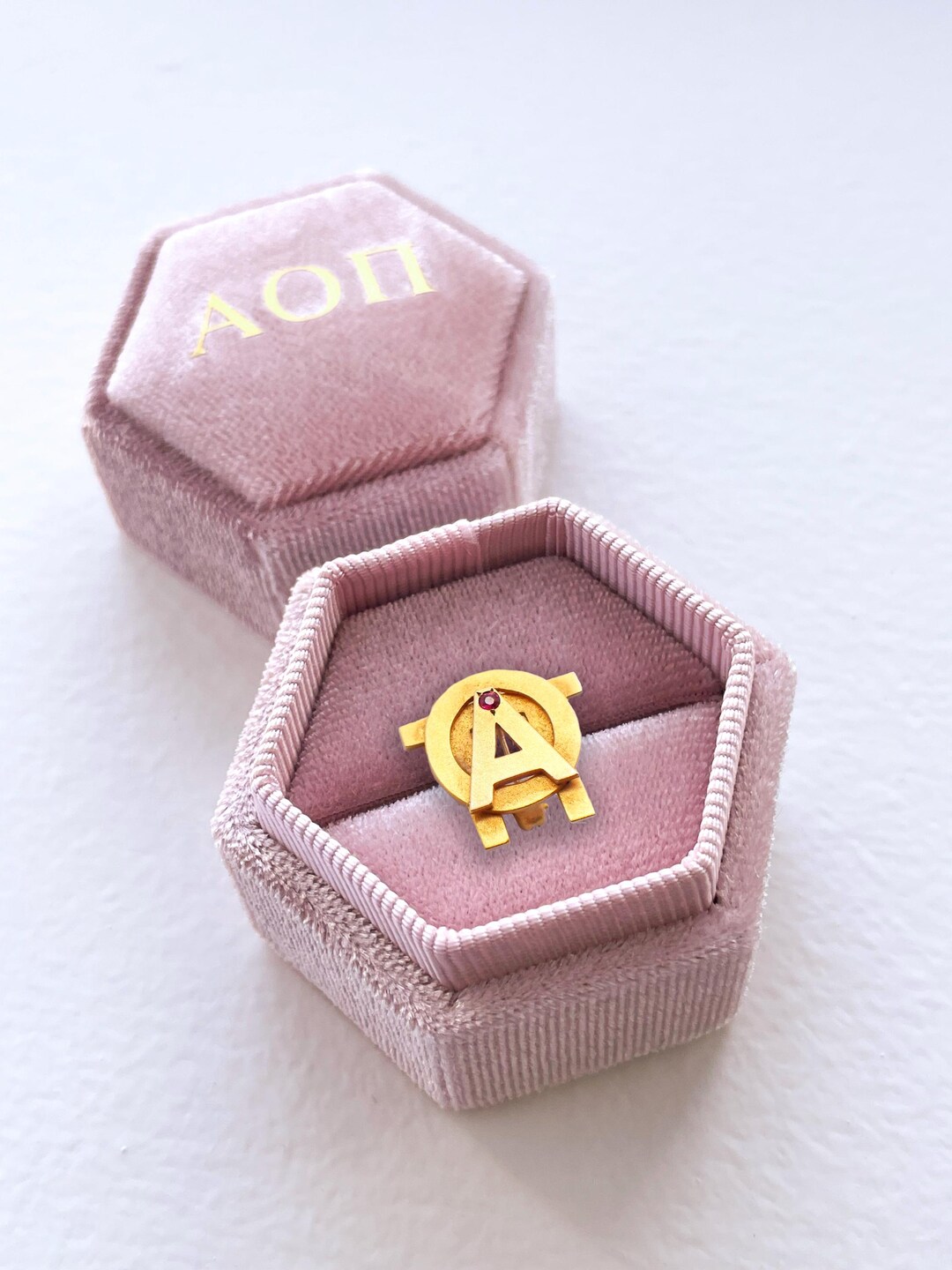 Velvet Badge Box for ALPHA OMICRON PI Sorority | Aoii Sorority Gift ...