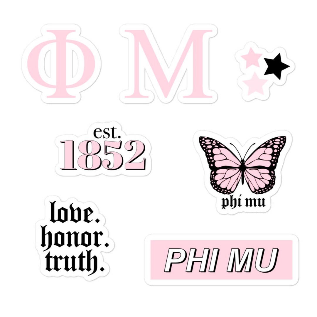 PHI MU Sorority Sticker Pack Pink for Laptop, Bid Day 2025, Big Little ...